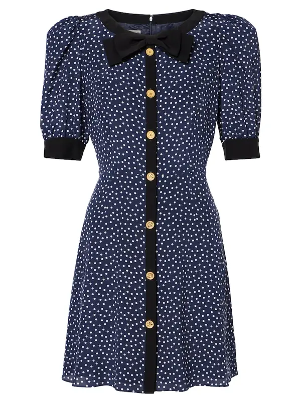 Alessandra Rich Polka-dot Silk Minidress - Blue
