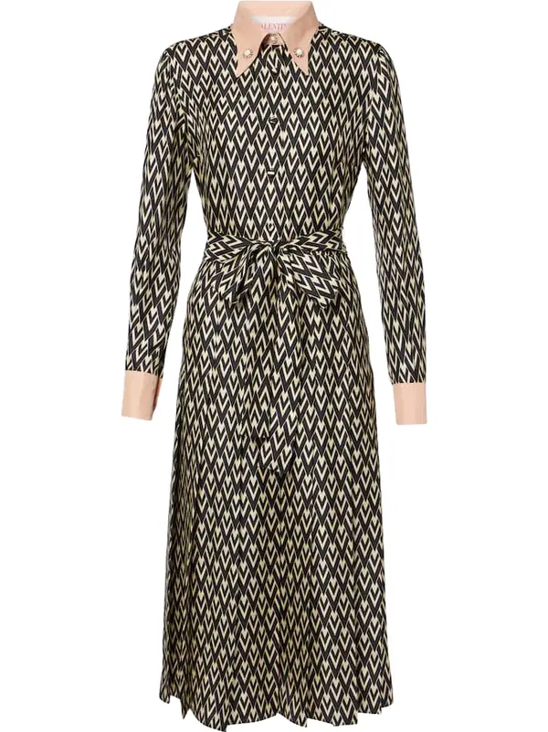 Valentino Garavani Toute La V Silk Twill Shirt Dress - Black