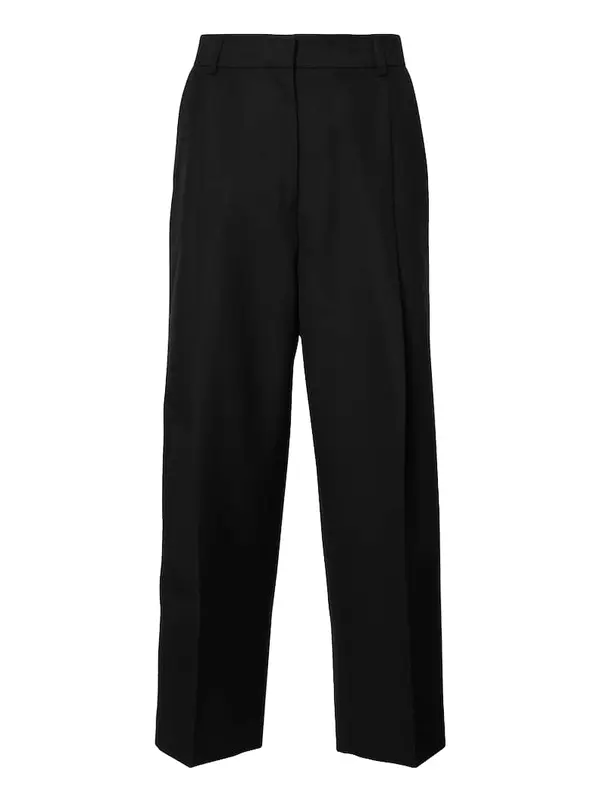 TOTEME High-rise Straight Twill Pants - Black