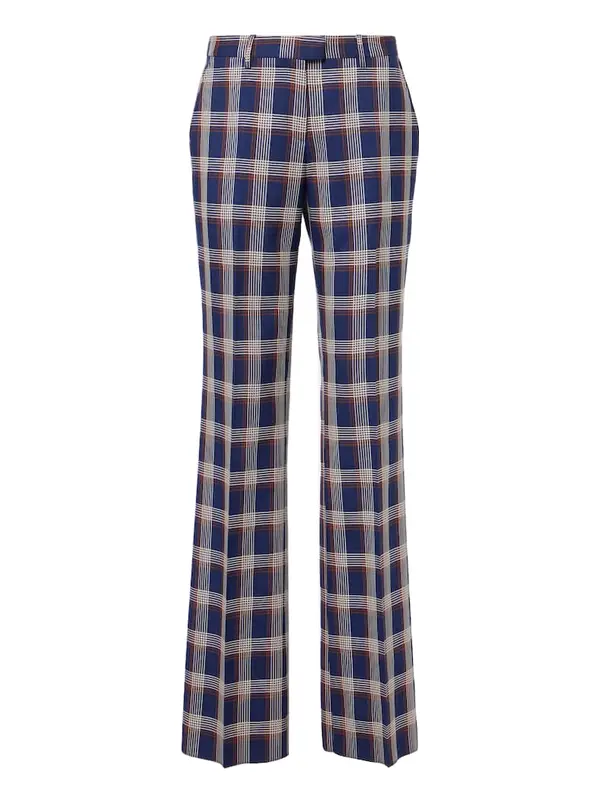 Etro Checked Wool Wide-leg Pants - Blue