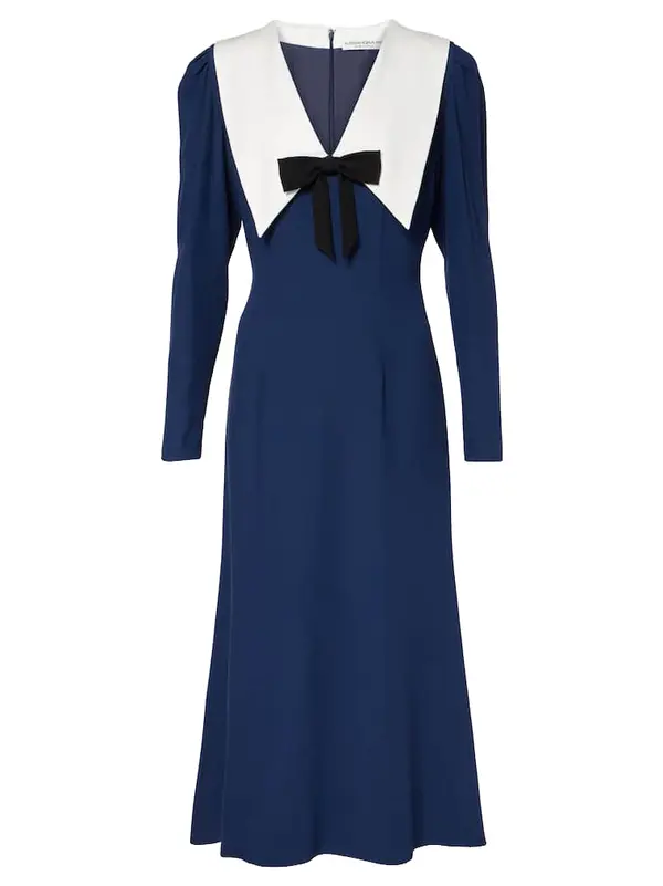 Alessandra Rich Envers Bow-detail Midi Dress - Blue