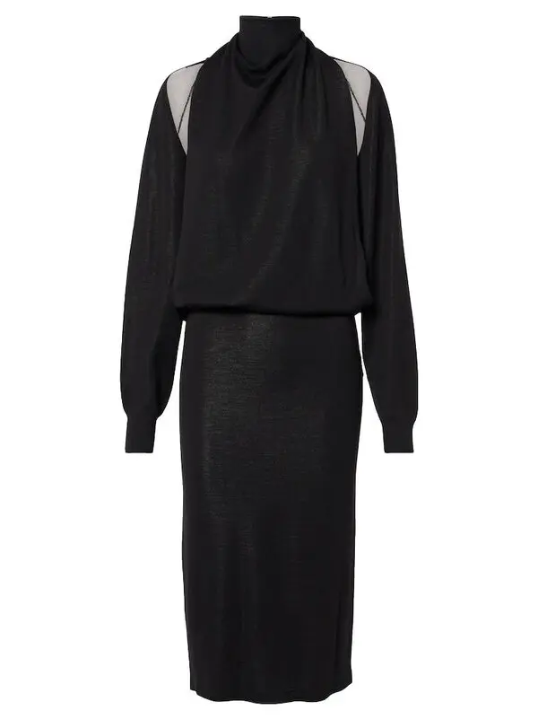 Alaïa Cut Out Midi Dress - Black