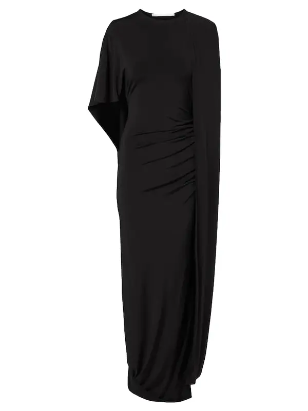 Stella McCartney Caped Ruched Gown - Black