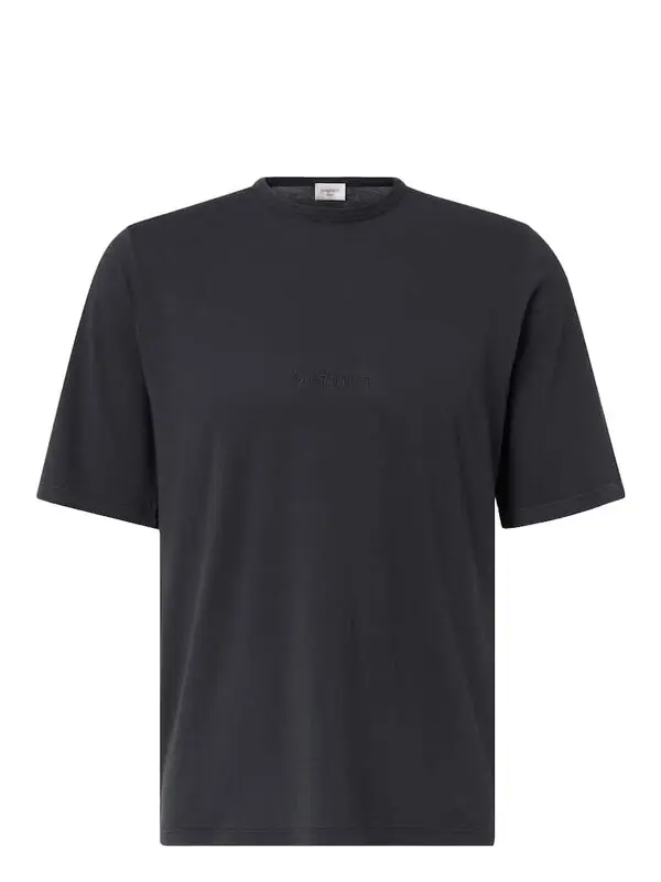 Saint Laurent Logo Cotton Jersey T-shirt - Black