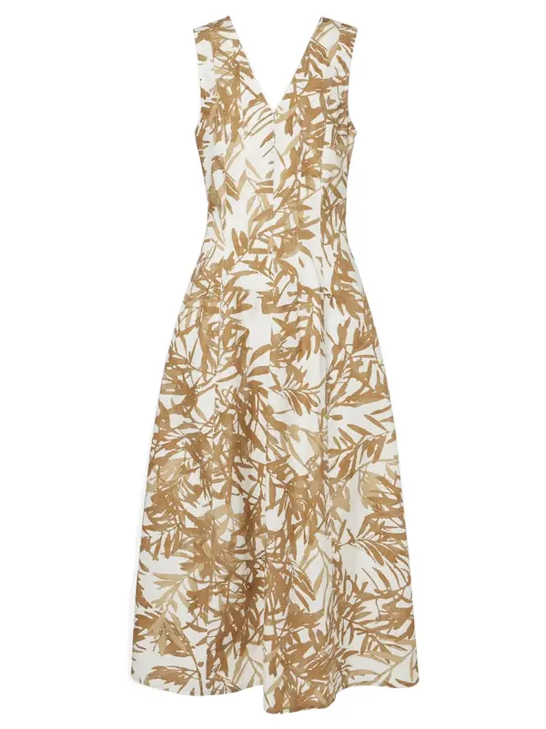 Brunello Cucinelli Printed Maxi Dress - Beige