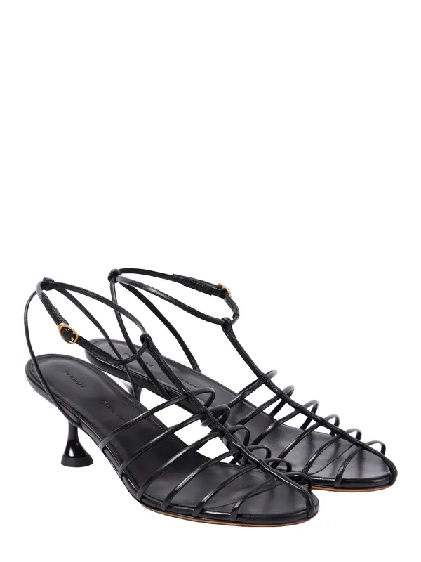 Proenza Schouler Tee Cage Leather Sandals - Black