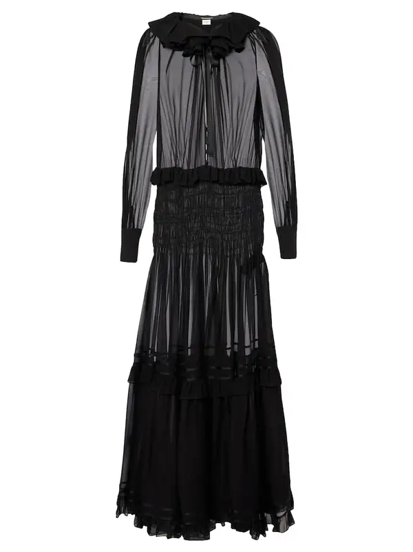 Saint Laurent Silk Maxi Gown - Black