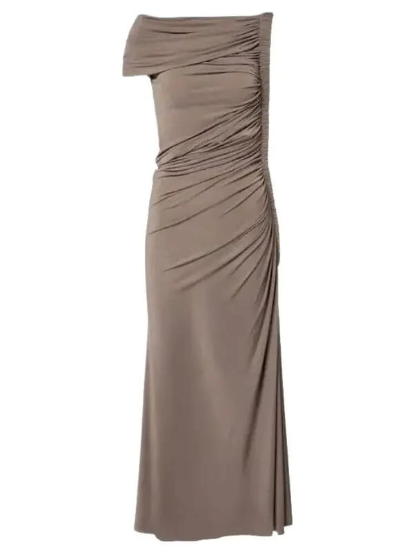 Alaïa Asymmetric Midi Dress - Brown