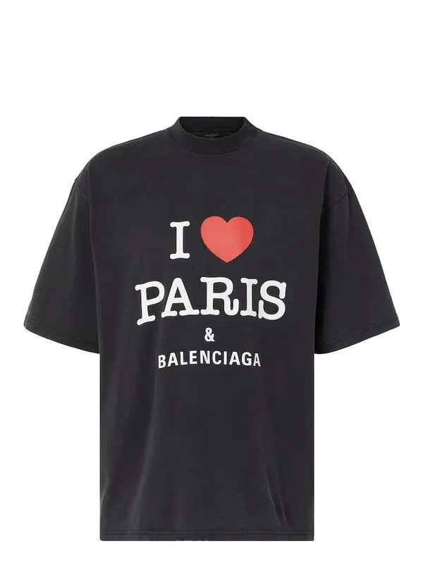Balenciaga I Love Paris Cotton T-shirt - Black