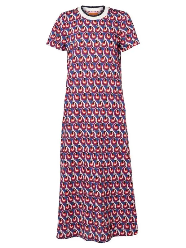 La DoubleJ Sporty Swing Printed Cotton Jersey Midi Dress - Multicoloured