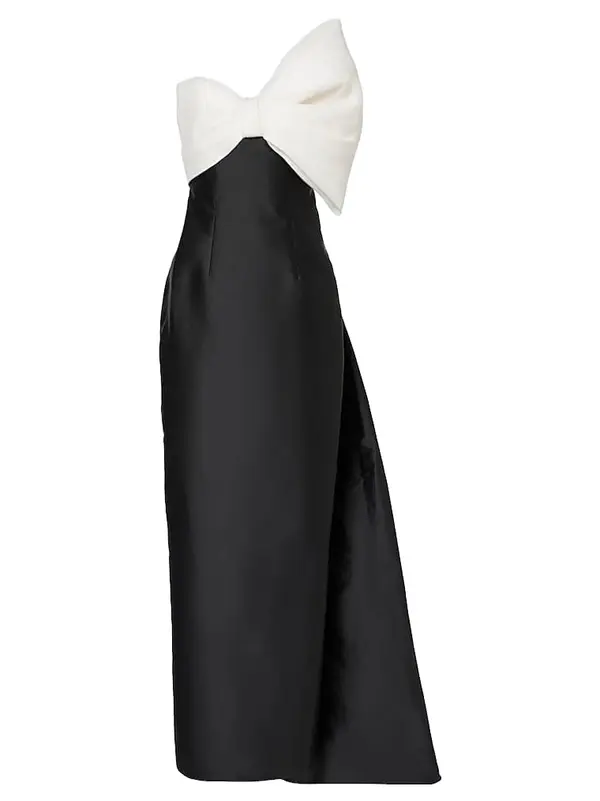 Monique Lhuillier Bow-detail Asymmetric Draped Gown - Black