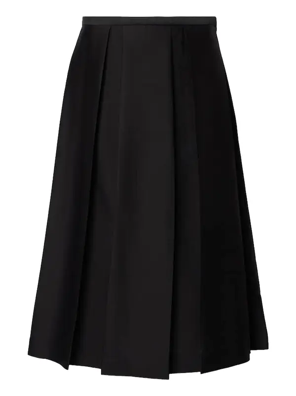 TOTÊME Pleated Wool And Silk Midi Skirt - Black