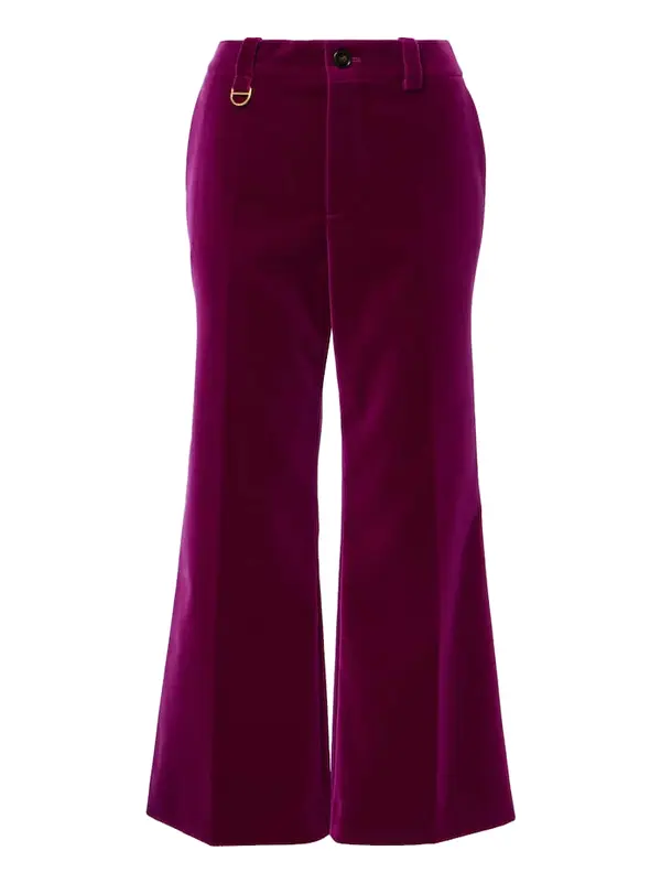 Chloé Cotton Velvet Cropped Bootcut Pants - Purple