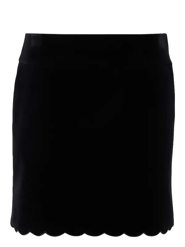 Chloé Scalloped Cotton Velvet Miniskirt - Black