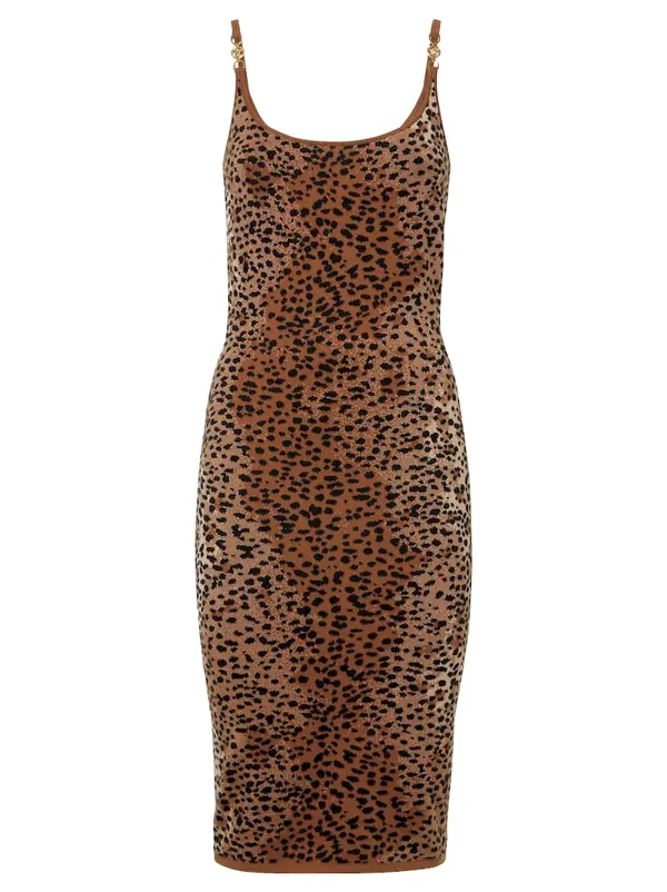Versace Medusa '95 Knitted Leopard-print Midi Dress - Brown