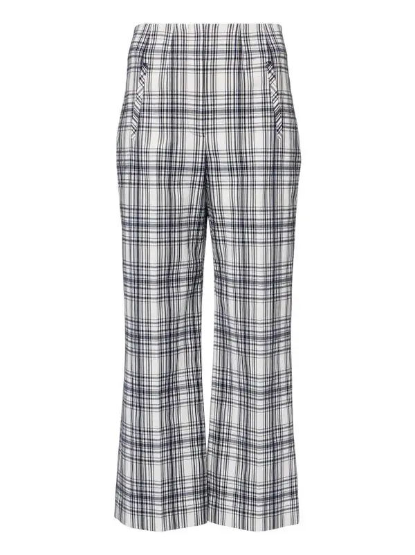 Veronica Beard Dova Plaid Wide-leg Pants - White