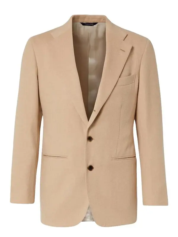 SAMAN AMEL Camel Hair Suit Jacket - Beige