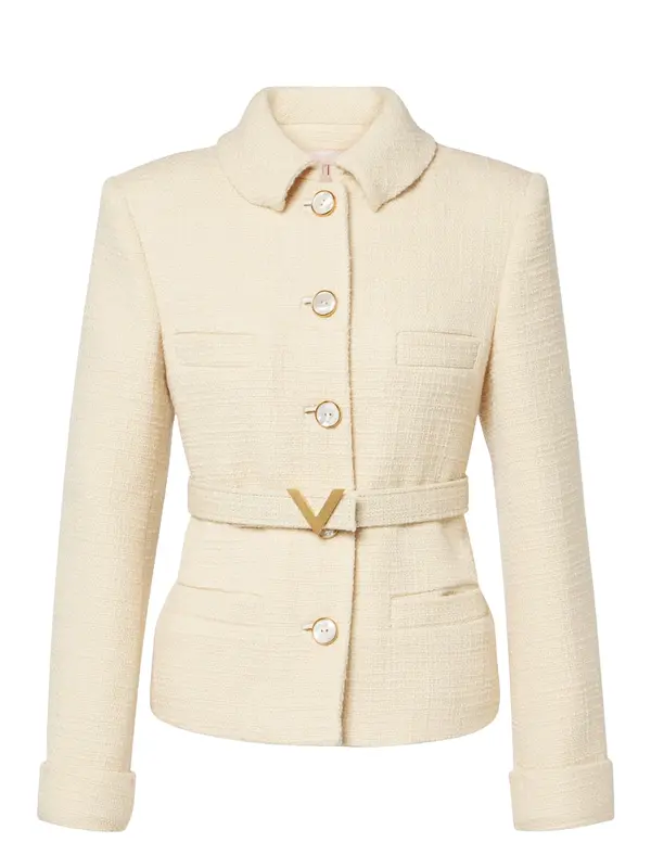 Valentino Garavani Wool-blend Tweed Jacket - Beige