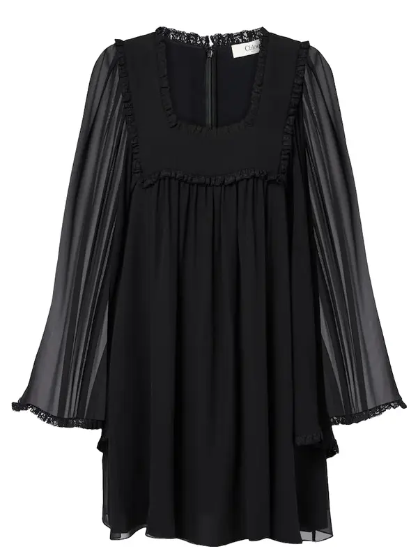 Chloé Silk Mini Dress - Black