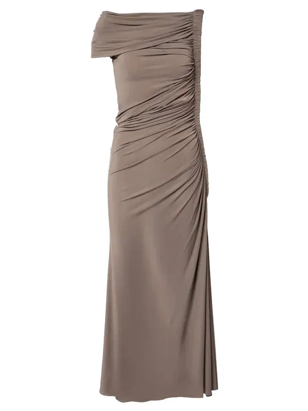 Alaïa Asymmetric Midi Dress - Brown