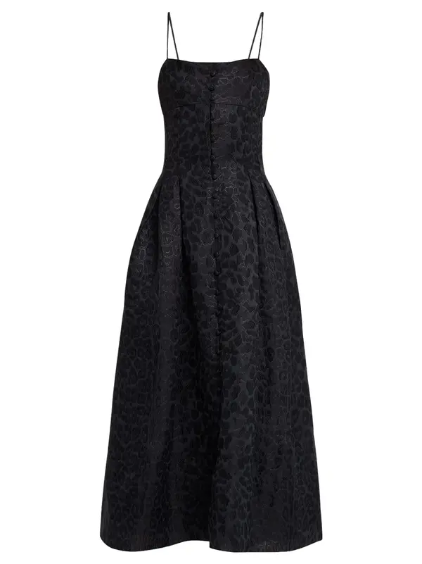 Adam Lippes Rickie Leopard Jacquard Dress - Midnight Multi