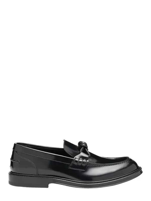 Bottega Veneta Tie Brushed Calfskin Loafers - Black