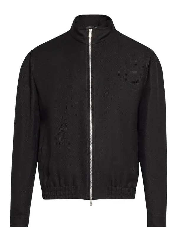 Brunello Cucinelli Linen, Wool, And Silk Blouson Jacket - Black
