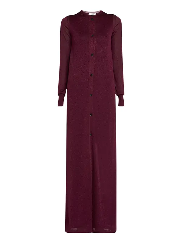FERRAGAMO Long Lurex Knit Cardigan - Oxblood