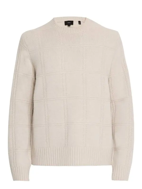 Vince Seed Stitch Windowpane Sweater - H Sheep