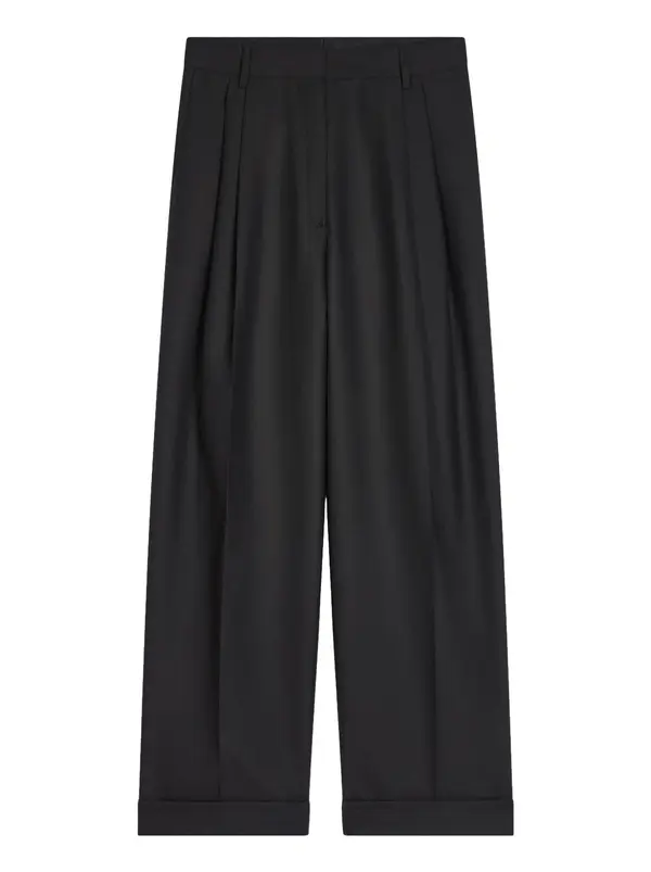 Dries Van Noten Pleated Wool Trousers - Black