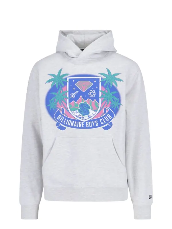BILLIONAIRE BOYS CLUB Tropical Crest Popover Hoodie - Grey