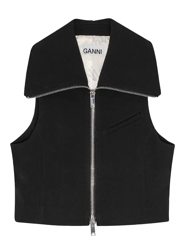 GANNI Sleeveless Zipped Vest - Black