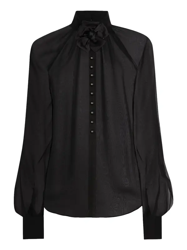 Dolce & Gabbana Floral-appliqué Shirt - Black