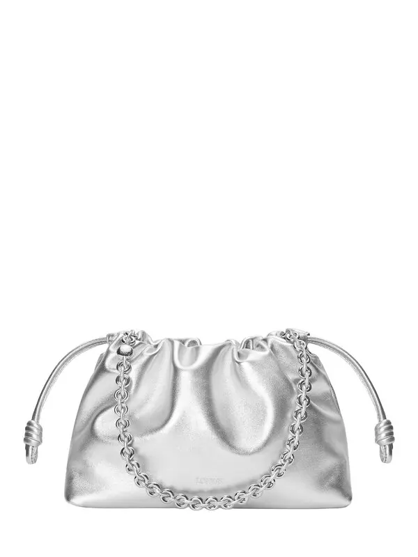Loewe Medium Metallic Leather Flamenco Purse - Silver