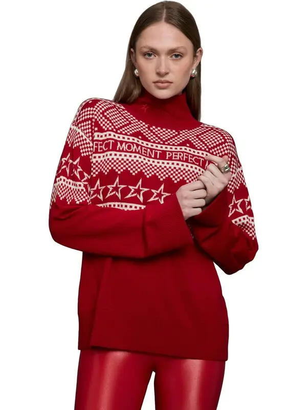 Perfect Moment Holiday Roll Neck - Red/white