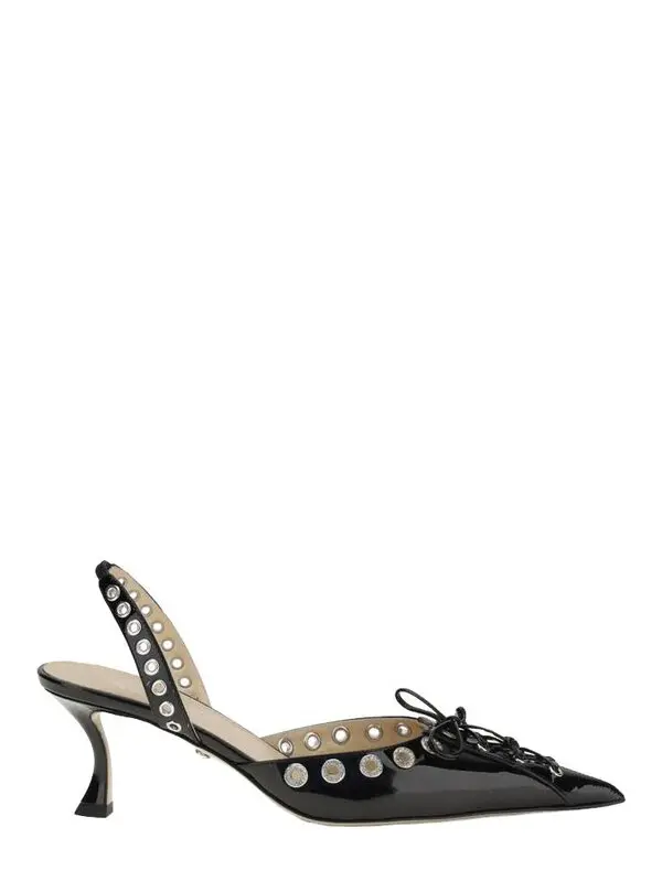 Mach & Mach Studded Slingback Pumps - Black