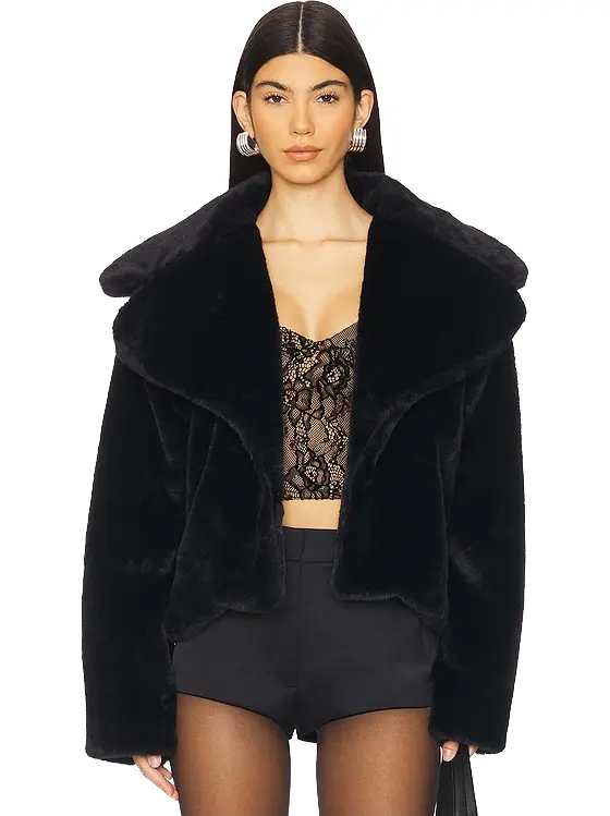 Superdown Willow Faux Fur Coat - Black