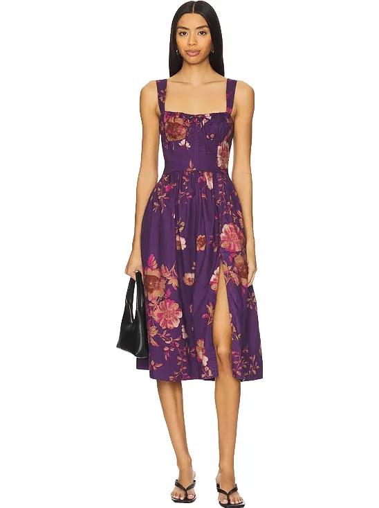 Free People Laters Baby Midi Dress - Grape Combo
