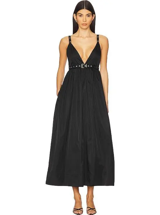 GANNI Duchesse Nylon Strap Dress - Black
