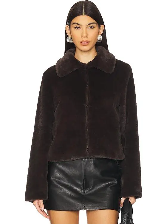 Superdown Tianna Faux Fur Jacket - Espresso