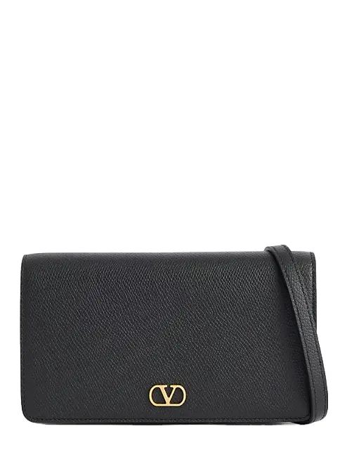 Valentino Garavani Vlogo Signature Leather Shoulder Bag - Nero