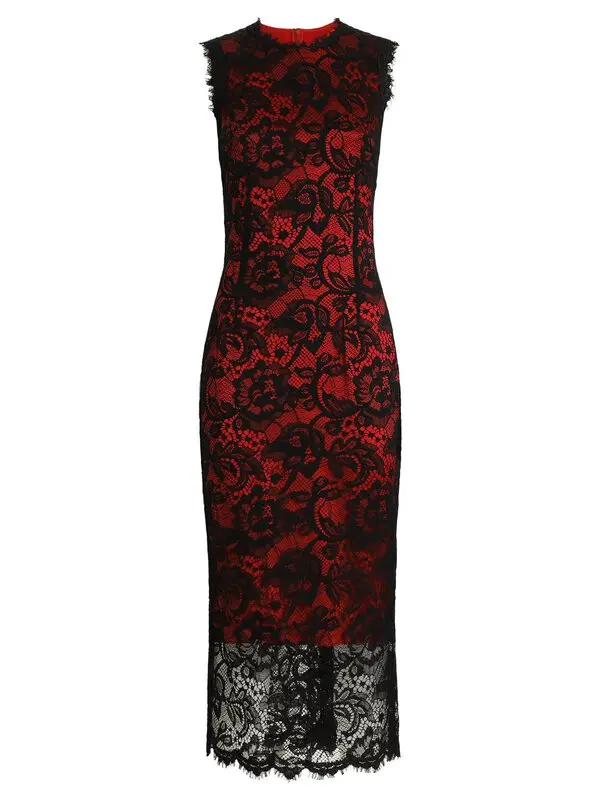 Dolce & Gabbana Floral Lace Sheath Dress - Black