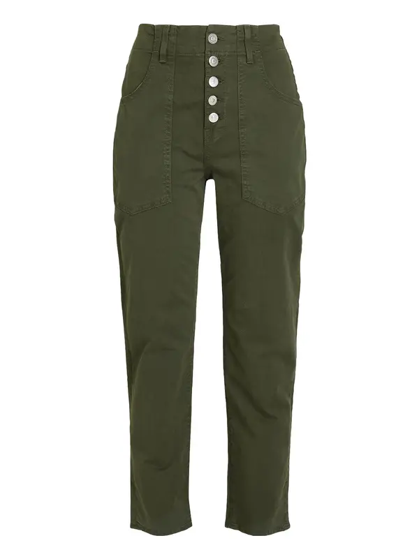 Veronica Beard Cropped Slim-leg Cotton-blend Gabardine Pants - Army Green