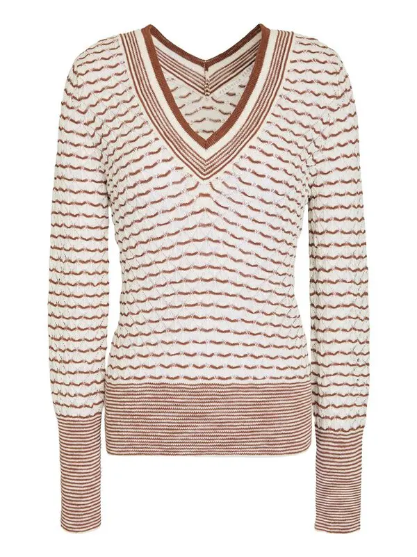 Veronica Beard Zinya Crochet-knit Cotton-blend Sweater - Light Brown