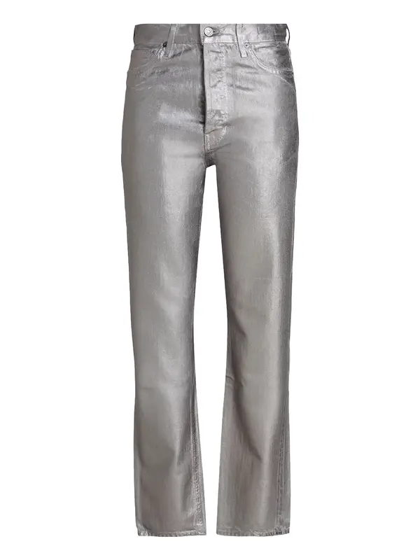 Veronica Beard Daniela Coated Metallic High-rise Straight-leg Jeans - Gray