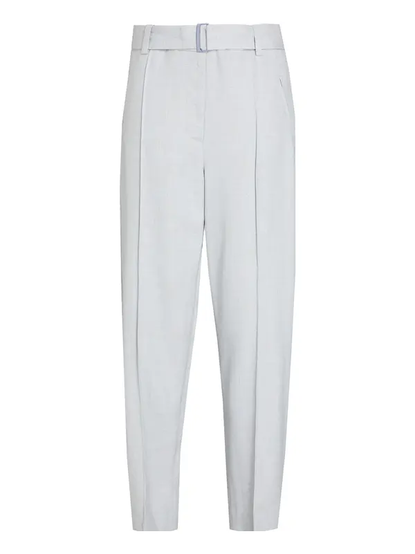 3.1 Phillip Lim Belted Woven Tapered Trousers - Light Gray