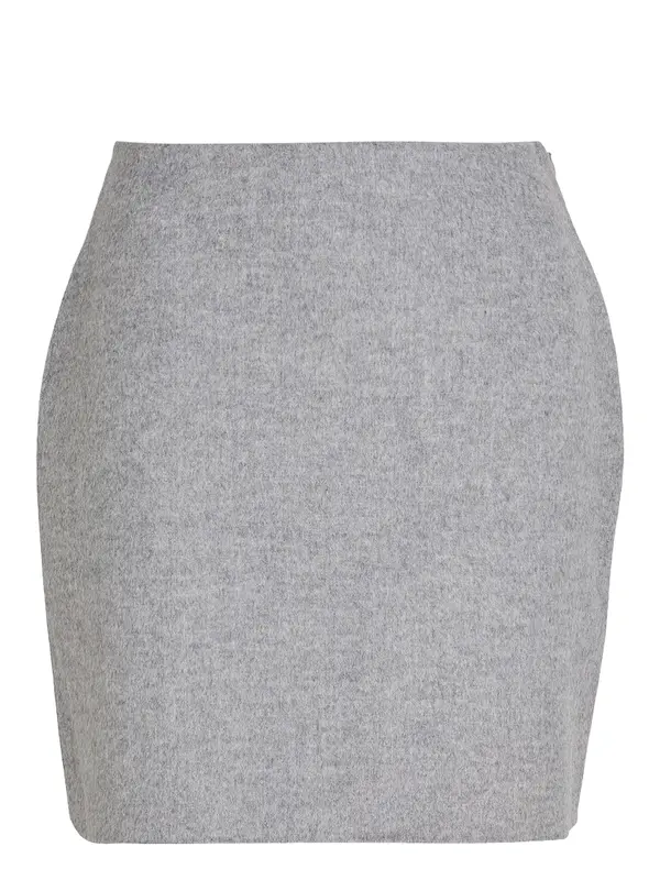 BY MALENE BIRGER Chambray Brushed Wool Mini Skirt - Gray