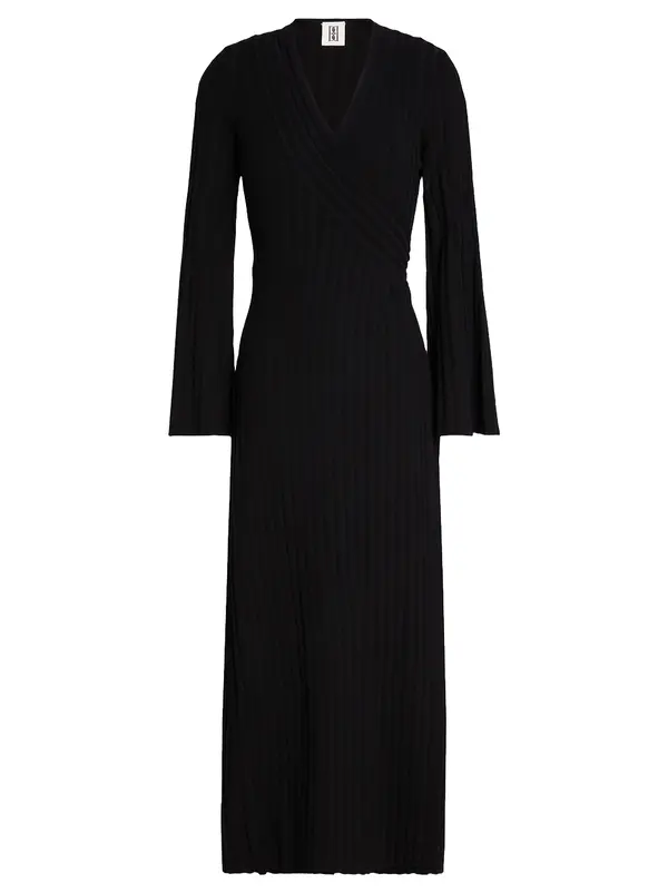 BY MALENE BIRGER Gilena Ribbed Ecovero™-blend Midi Wrap Dress - Black