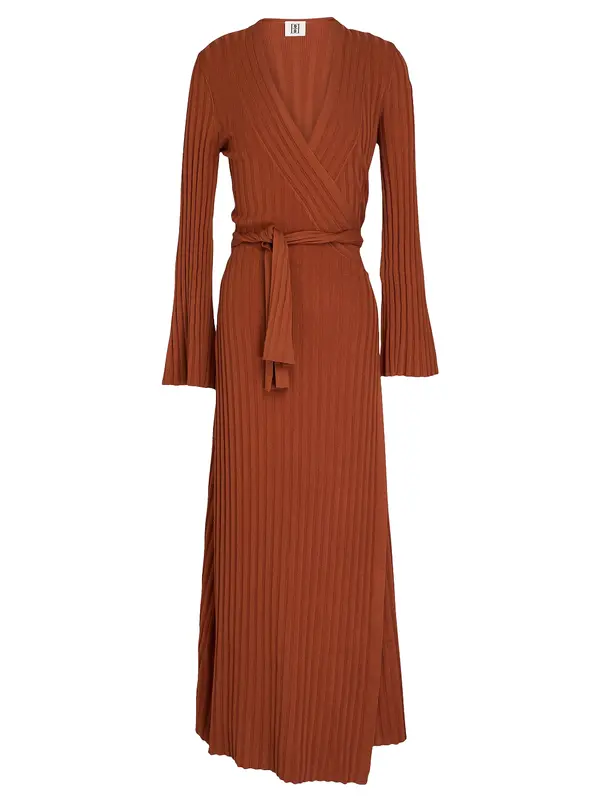 BY MALENE BIRGER Gilena Ribbed Ecovero™-blend Midi Wrap Dress - Brick