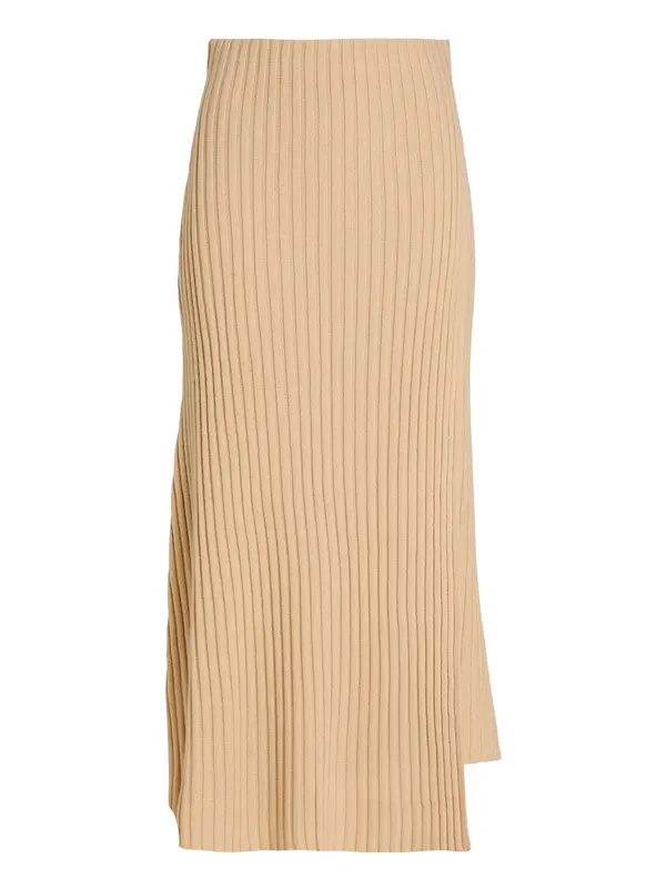 BY MALENE BIRGER Cassila Wrap-effect Ribbed Merino Wool Midi Skirt - Beige